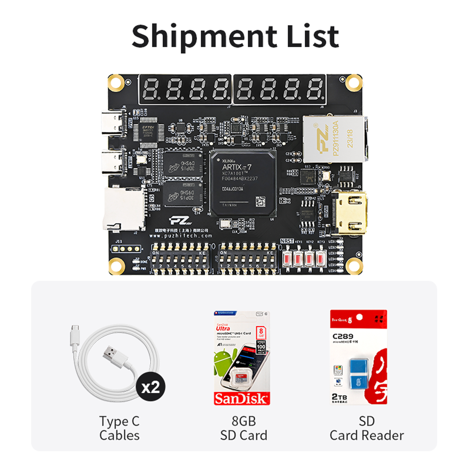 Puzhi AMD Xilinx Artix-7 XC7A100T FPGA Development Board Evaluation Kit ...